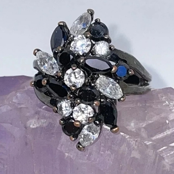 Jewelry | Vintage Black Rhodium Cluster Stone Ring | Poshmark